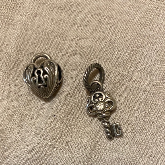 Brighton | Jewelry | Brighton Silver Heart And Key Charm Set | Poshmark